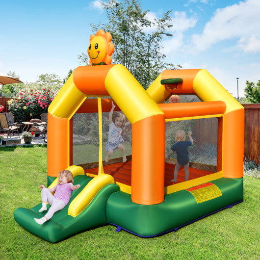 Kids Inflatable Bounce House with Slide and Basketball Rim with 735W B